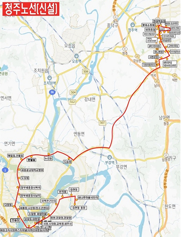 ‘청주~세종 광역버스 B7 노선’ 8월 3일 운행