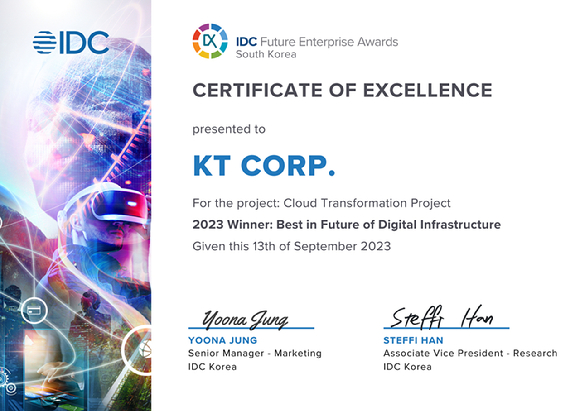 KT '클라우드 혁신 프로젝트', IDC 퓨쳐엔터프라이즈 어워드 수상